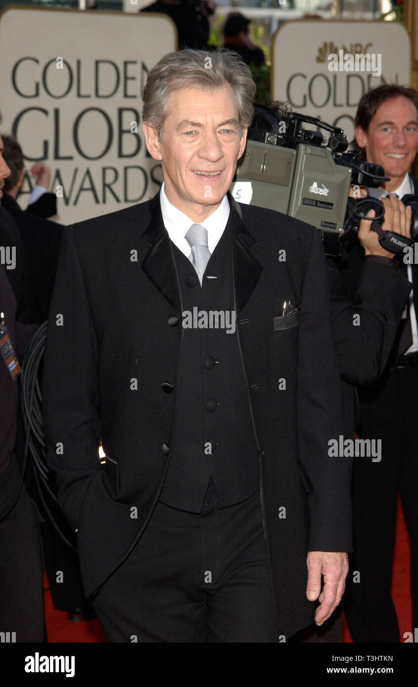 LOS ANGELES, CA. January 20, 2002: Actor SIR IAN McKELLEN at the 59th Annual Golden Globe Awards ...
