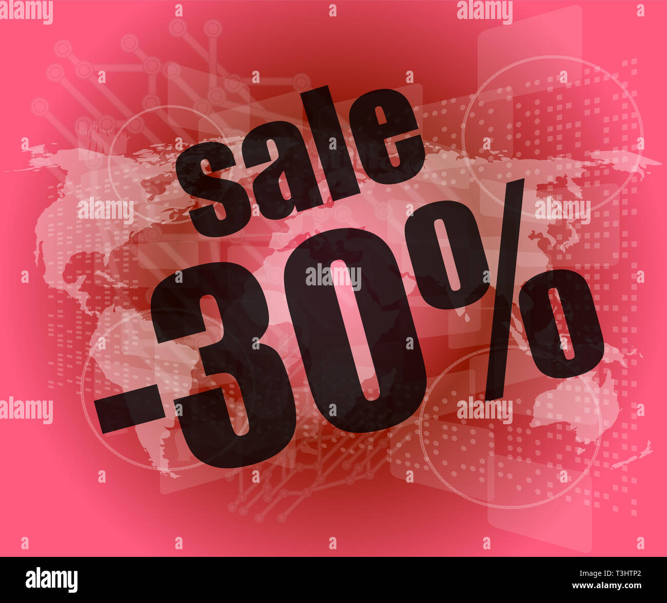 sale percentage on business digital touch screen Stock Photo - Alamy