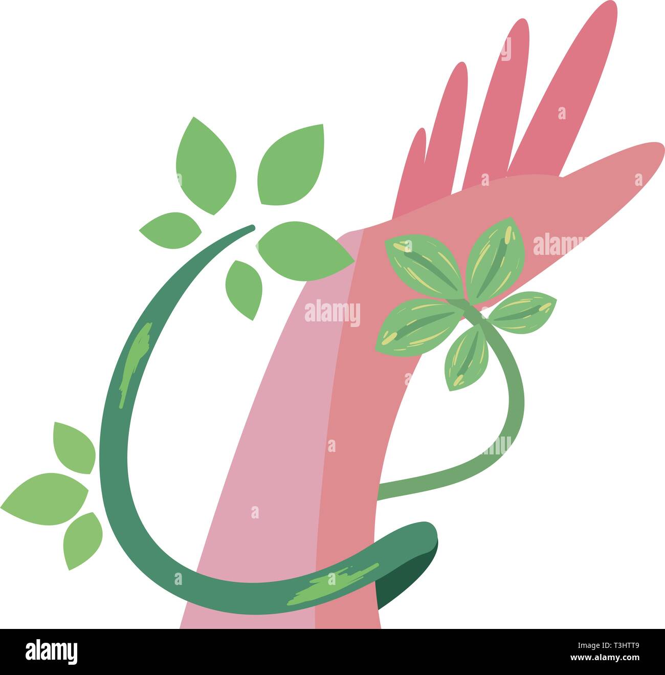 hand leaves branch nature foliage vector illustration Stock Vector ...