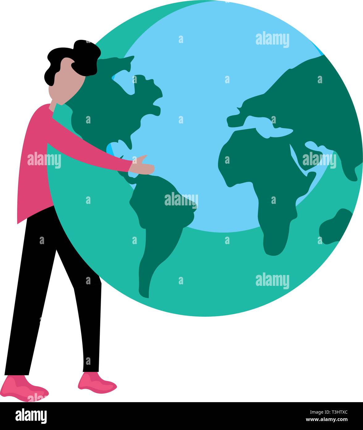 man with planet world happy earth day vector illustration Stock Vector ...