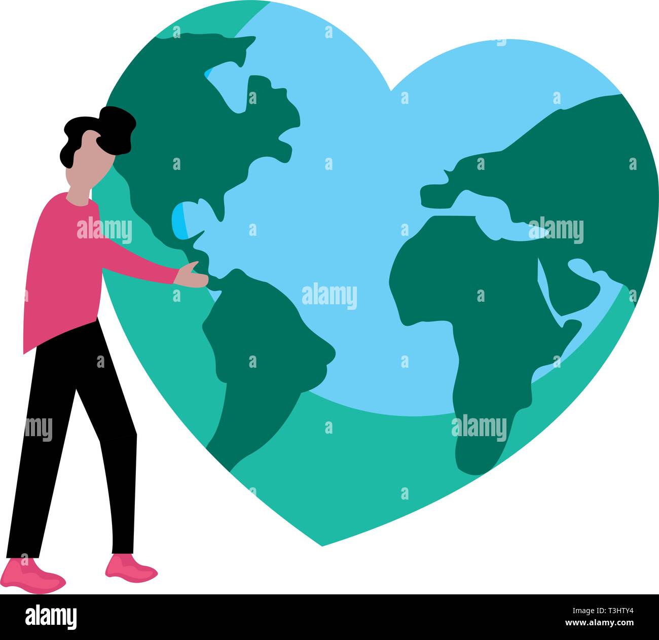 man with planet world shaped heart happy earth day vector illustration ...