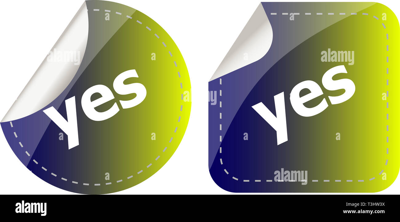 Yes word. stickers set, web icon button isolated on white Stock Photo ...