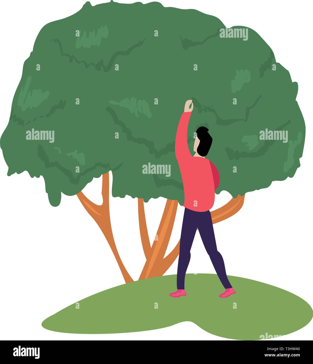 man with tree natural landscape vector illustration Stock Vector Image ...