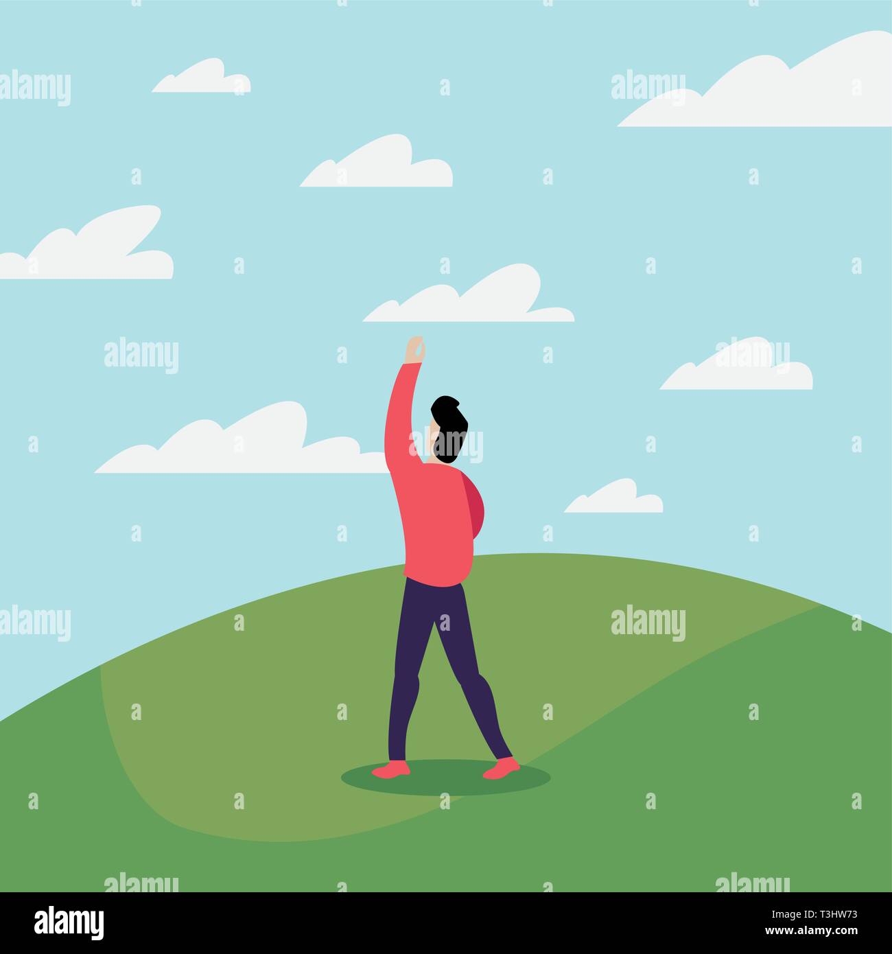 man standing in the landscape vector illustration Stock Vector Image ...