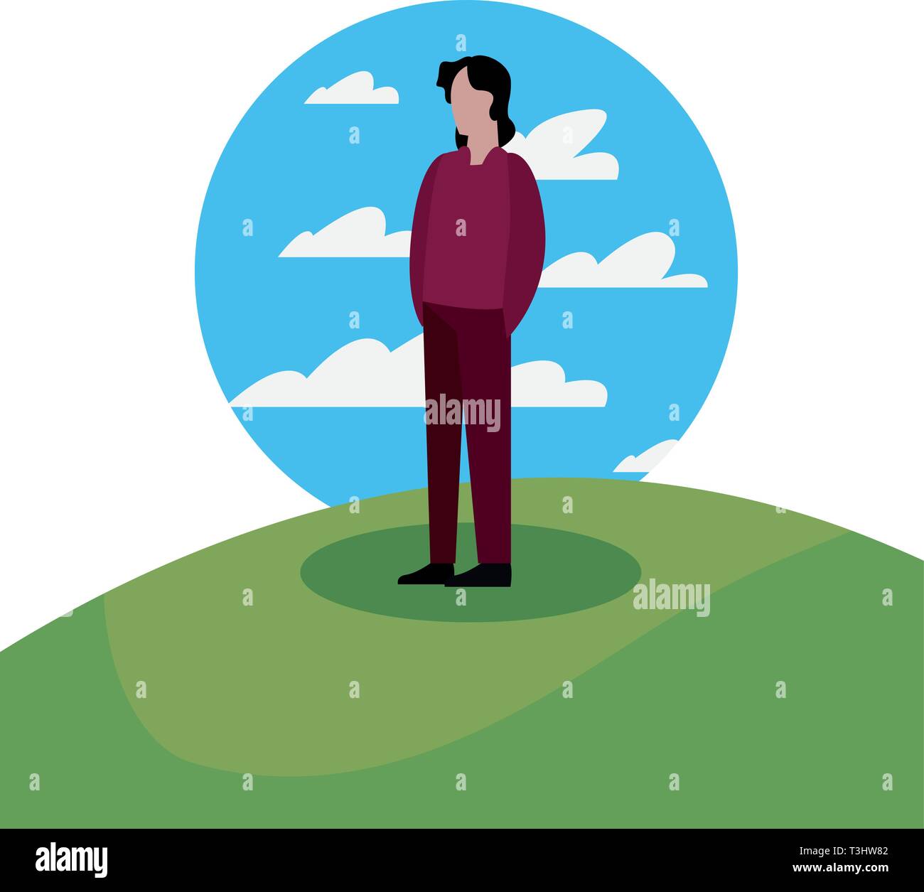 man standing in the landscape vector illustration Stock Vector Image ...