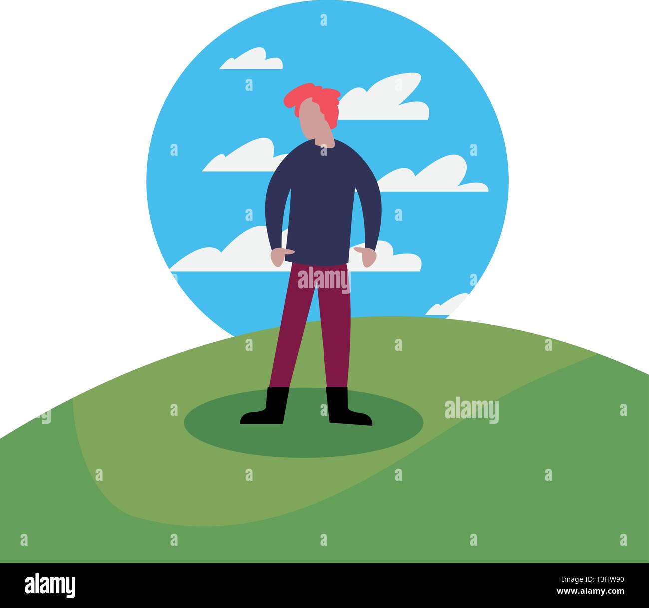 man standing in the landscape vector illustration Stock Vector Image ...