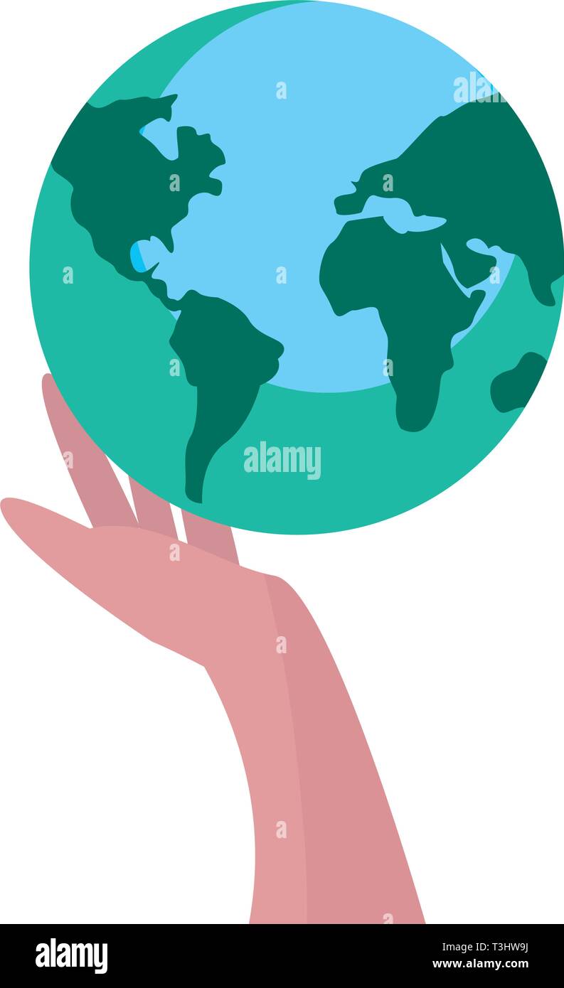 hand with world happy earth day vector illustration Stock Vector Image ...