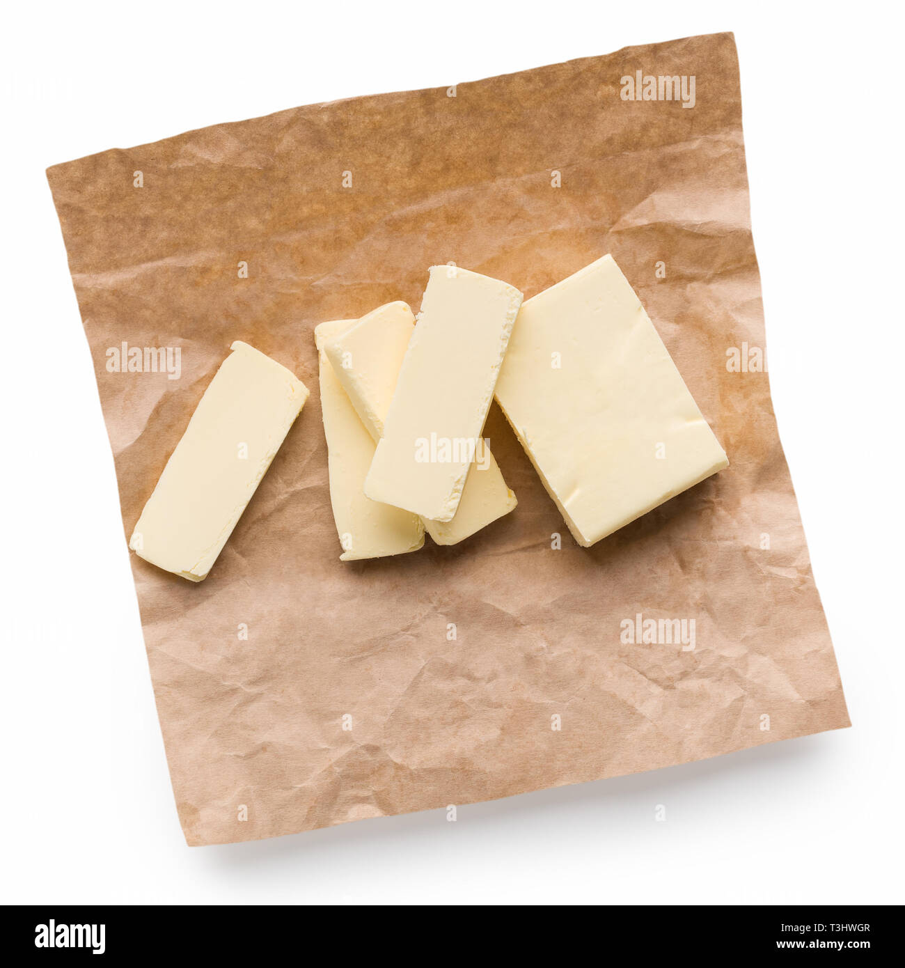 Chopped butter in paper Stock Photo - Alamy