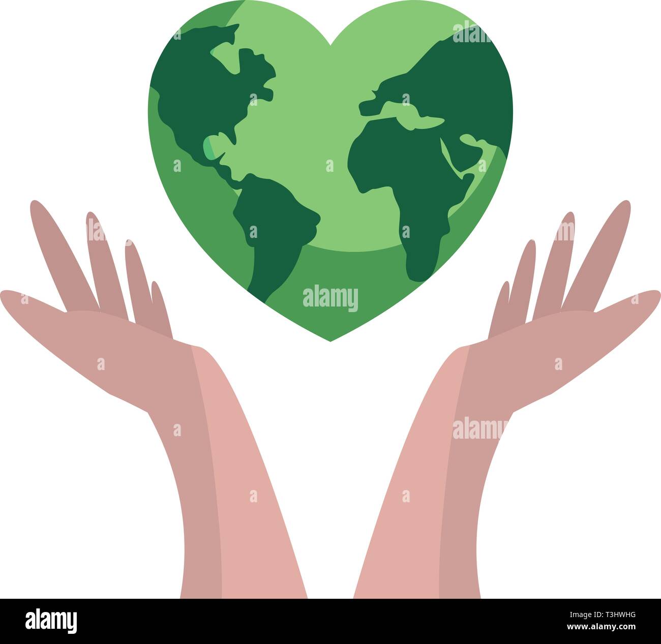 hands with world shaped heart happy earth day vector illustration Stock ...