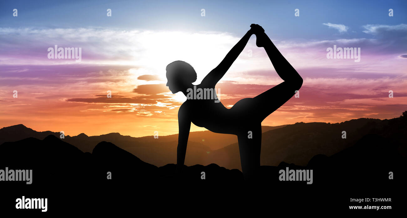 Sunset yoga concept Stock Photo - Alamy