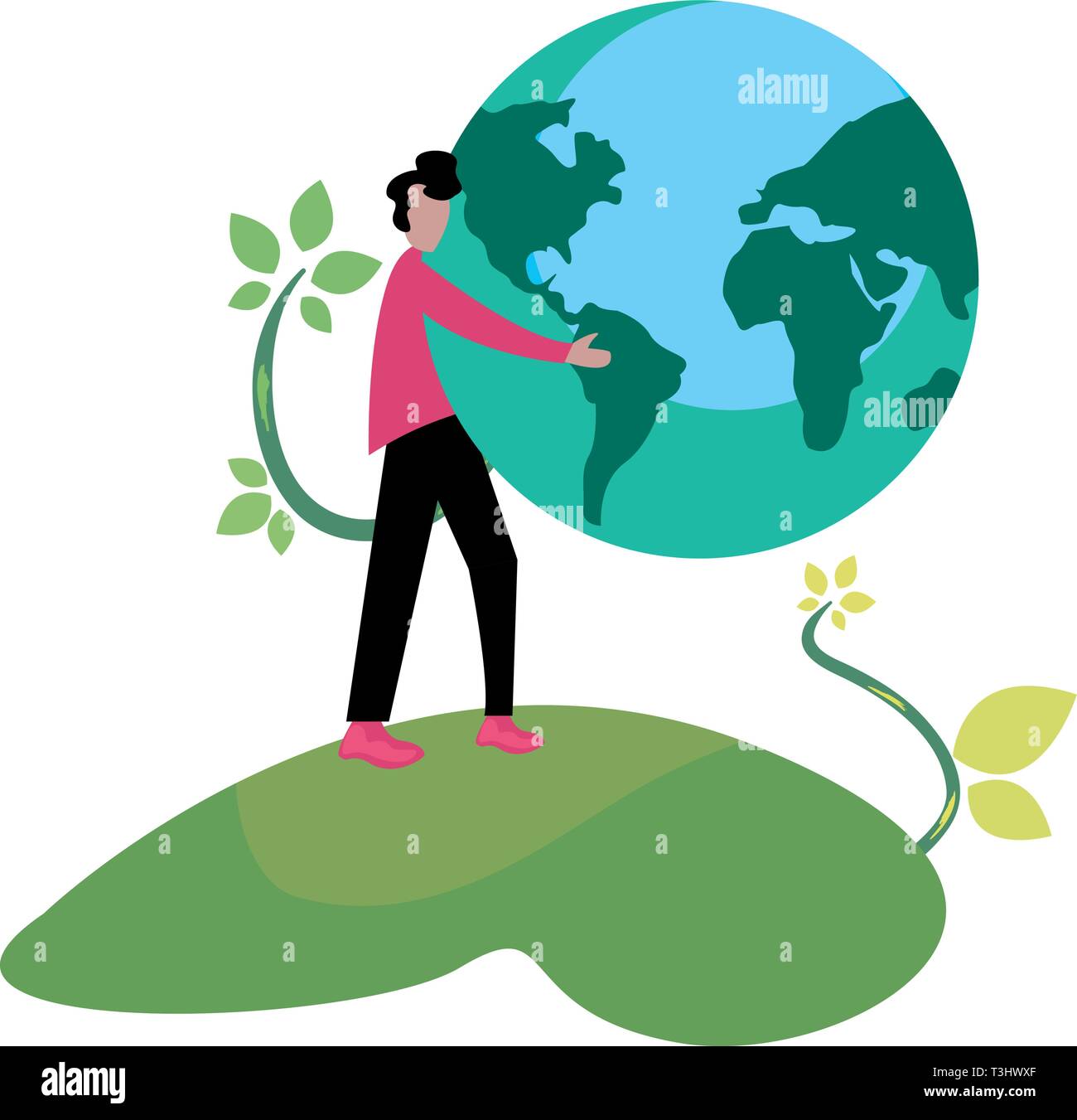man with planet world happy earth day vector illustration Stock Vector ...