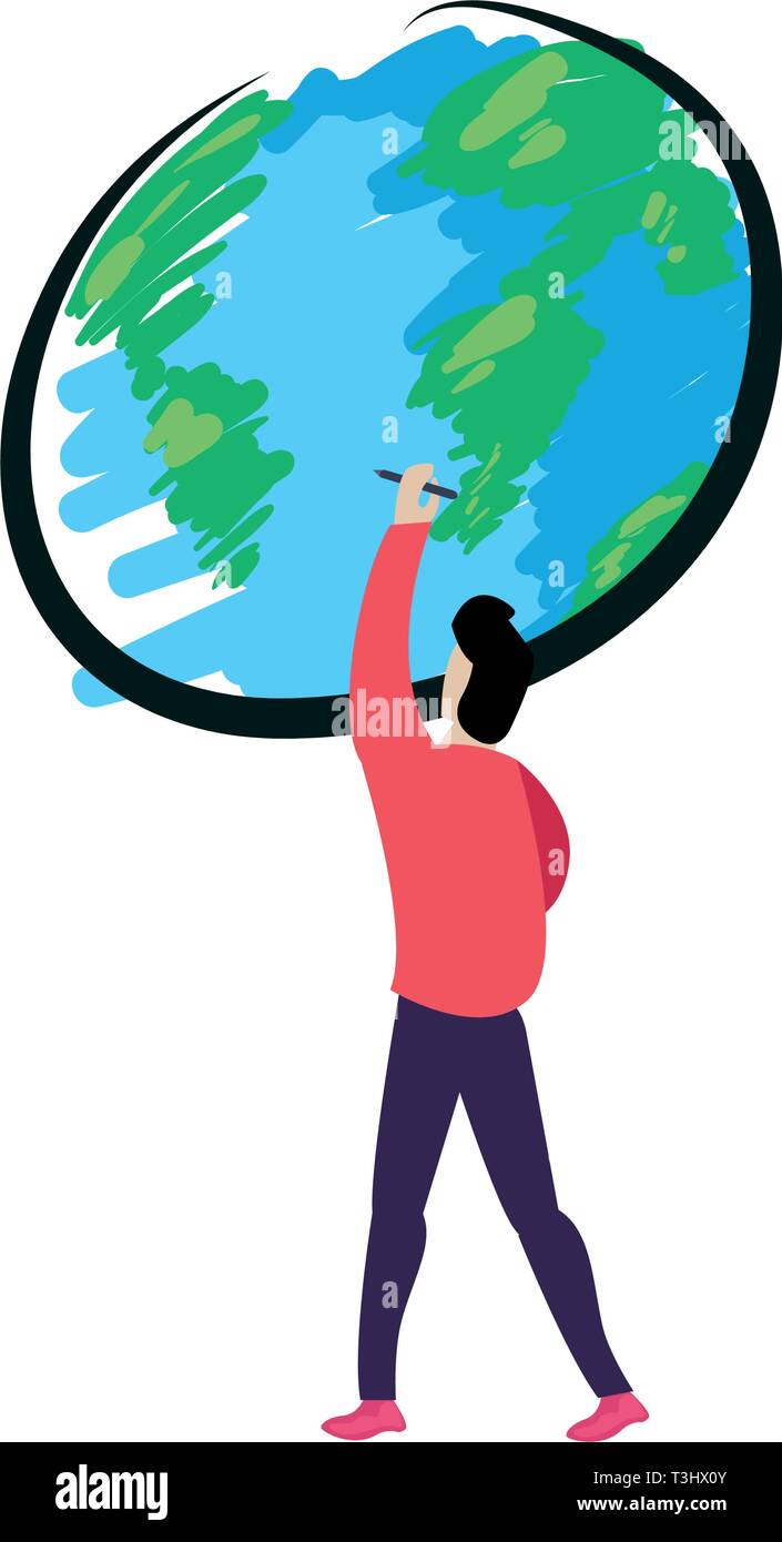 man paints world map happy earth day Stock Vector Image & Art - Alamy