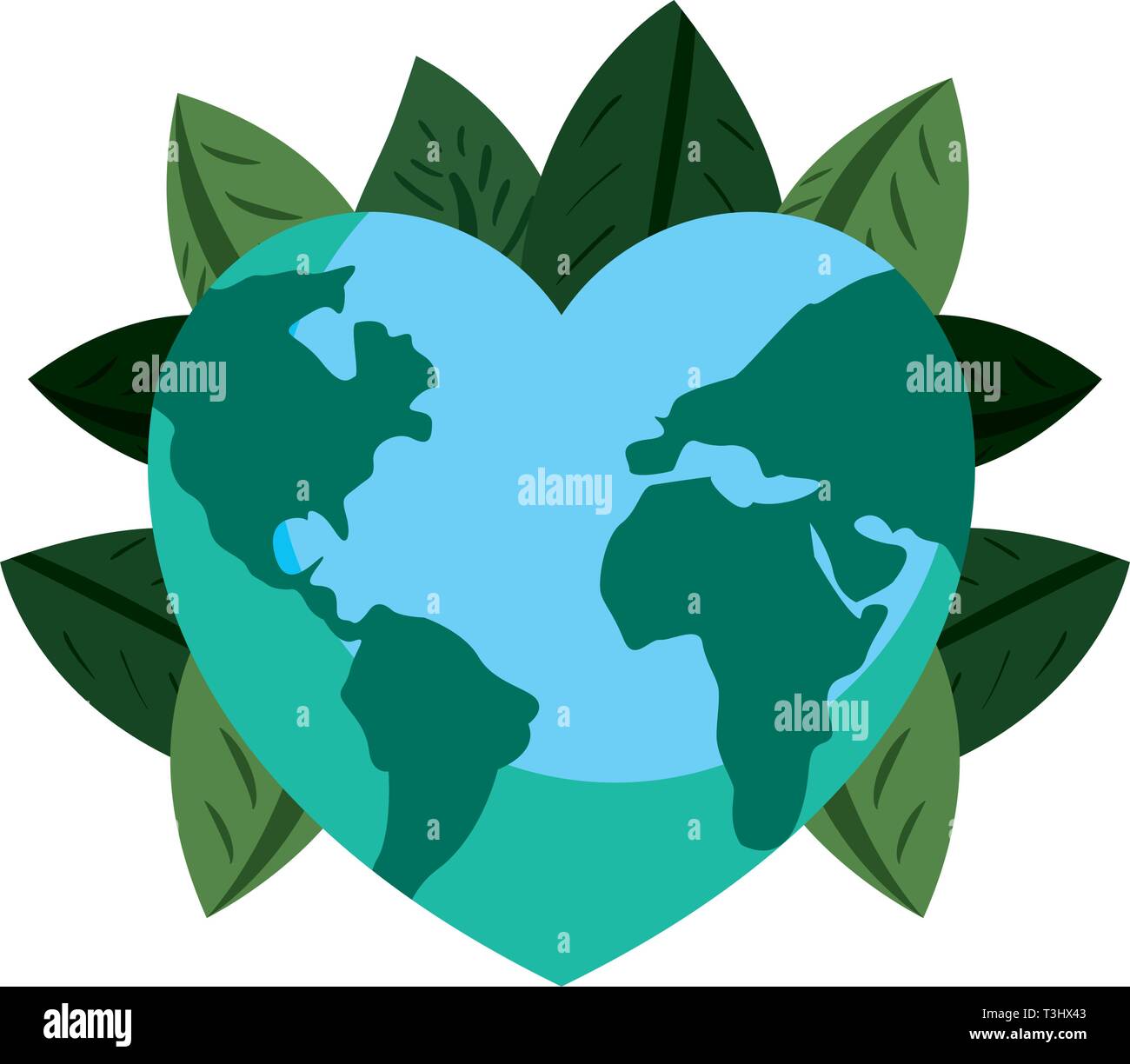 world shaped heart foliage happy earth day vector illustration Stock ...