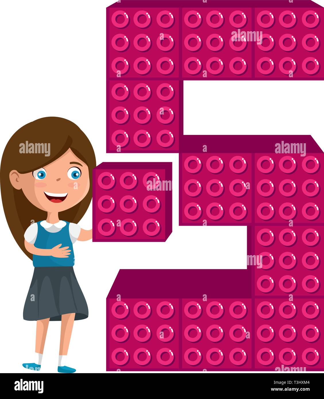 little girl with number five and toy pieces Stock Vector Image & Art ...