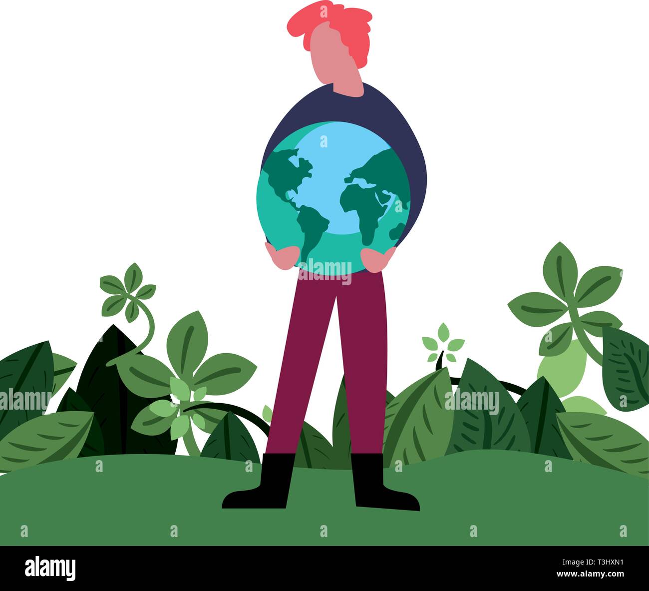 man world foliage field happy earth day Stock Vector Image & Art - Alamy