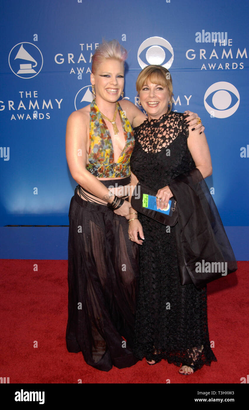LOS ANGELES, CA. February 27, 2002: Singer PINK & mother at the 2002 ...
