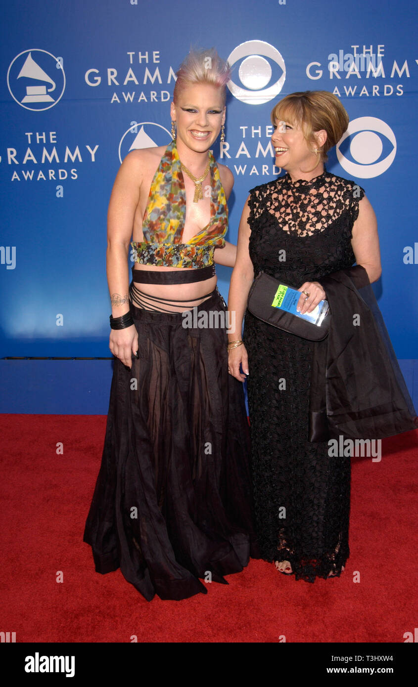 LOS ANGELES, CA. February 27, 2002: Singer PINK & mother at the 2002 ...