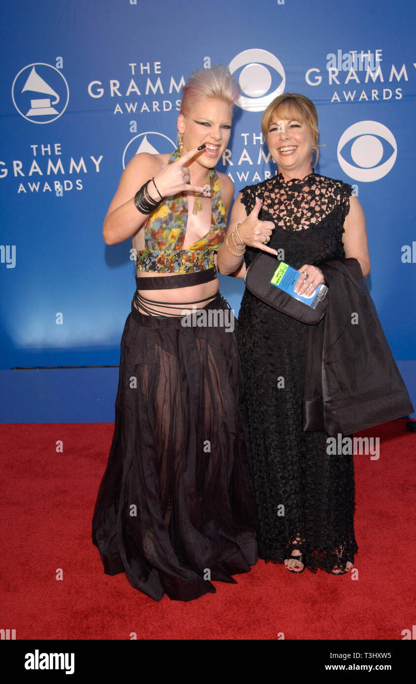 LOS ANGELES, CA. February 27, 2002: Singer PINK & mother at the 2002 ...