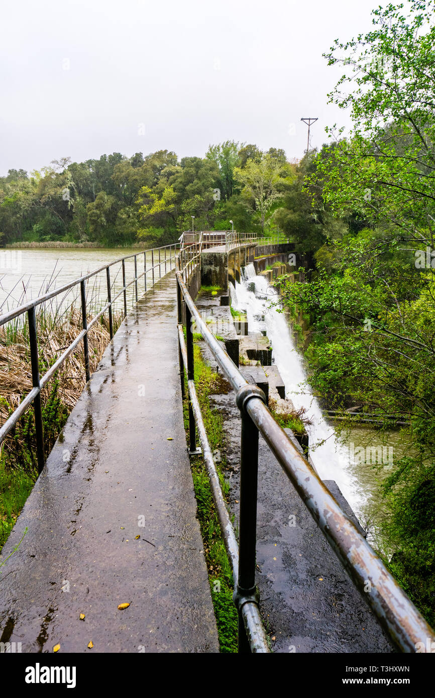 The dam at Searsville Lake located in Jasper Ridge Biological Preserve ...