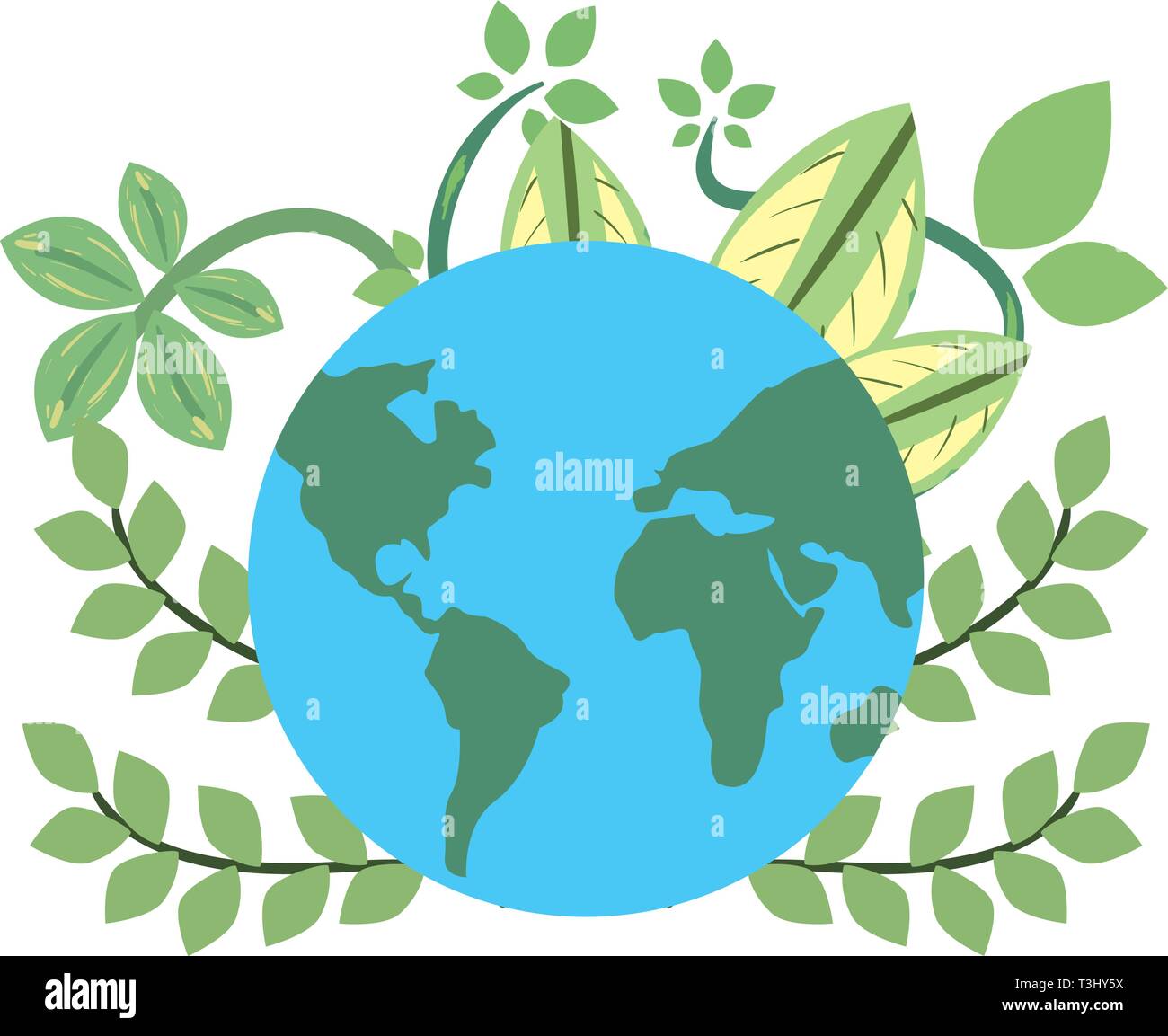 world leaves nature earth day vector illustration Stock Vector Image ...