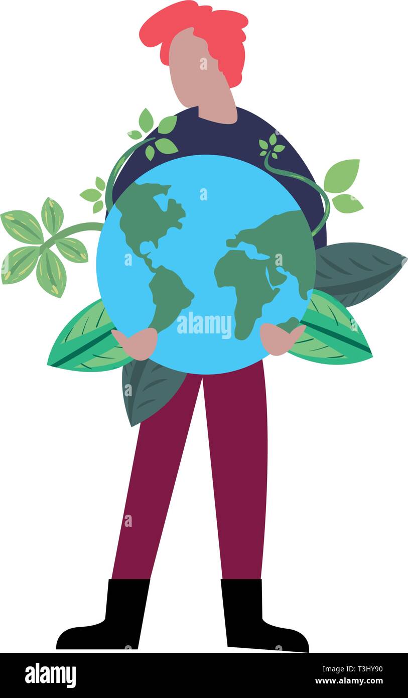 man world foliage happy earth day vector illustration Stock Vector ...