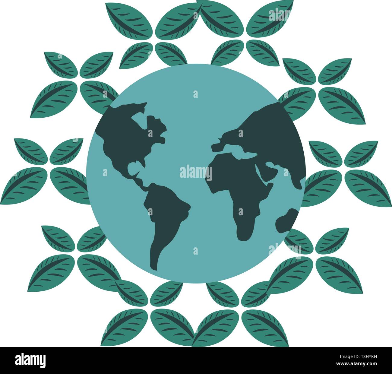 world leaves natural happy earth day vector illustration Stock Vector ...