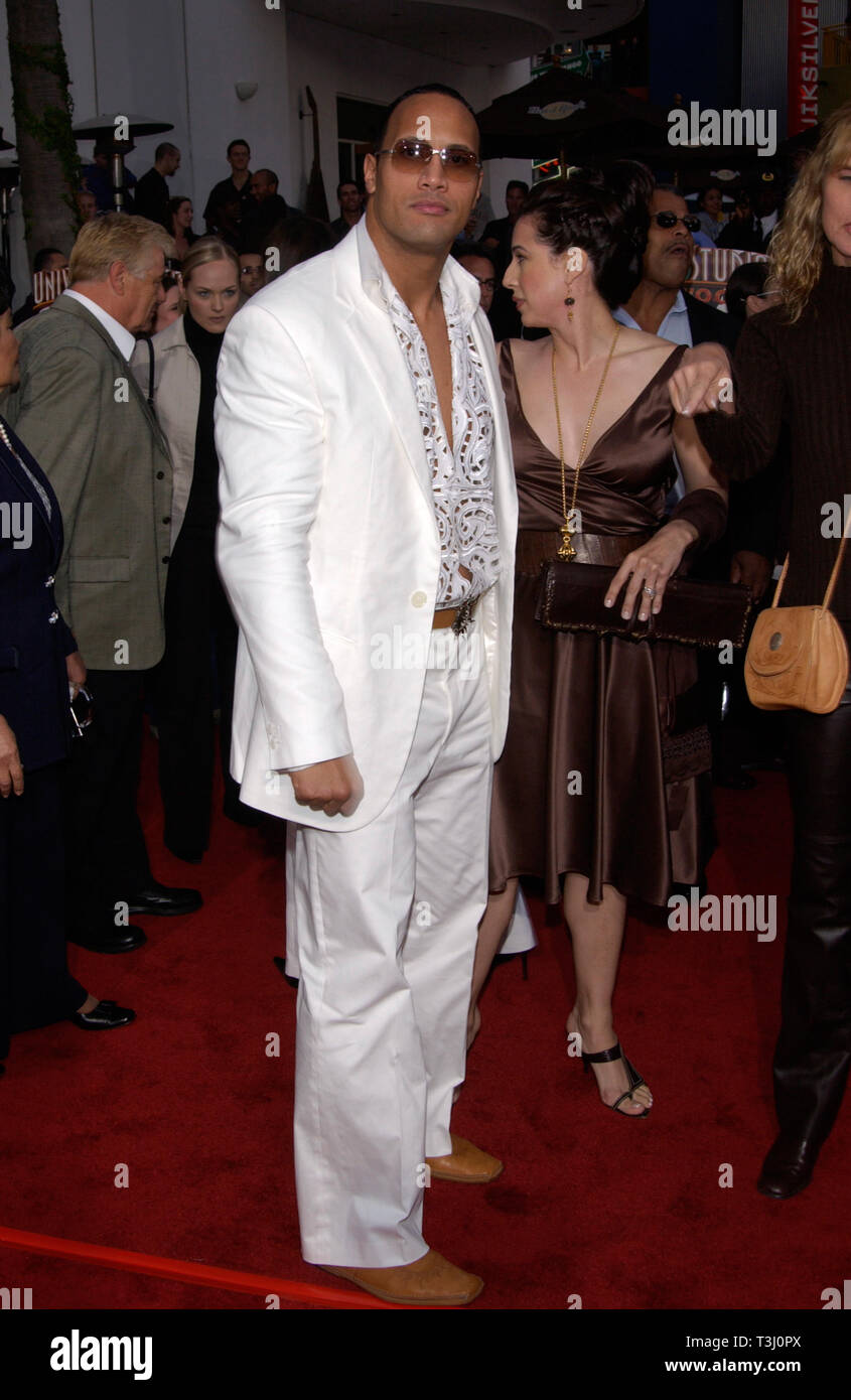LOS ANGELES, CA. April 17, 2002: Actor DWAYNE JOHNSON, aka THE ROCK, at ...