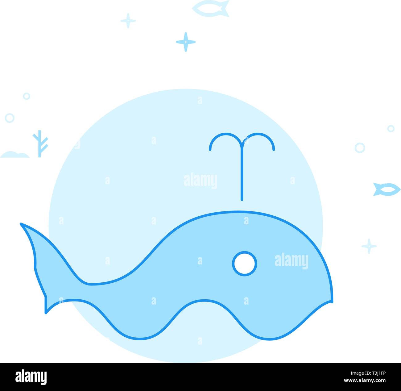 Blue Whale Flat Vector Icon. Marine Life, Underwater World, Sea ...