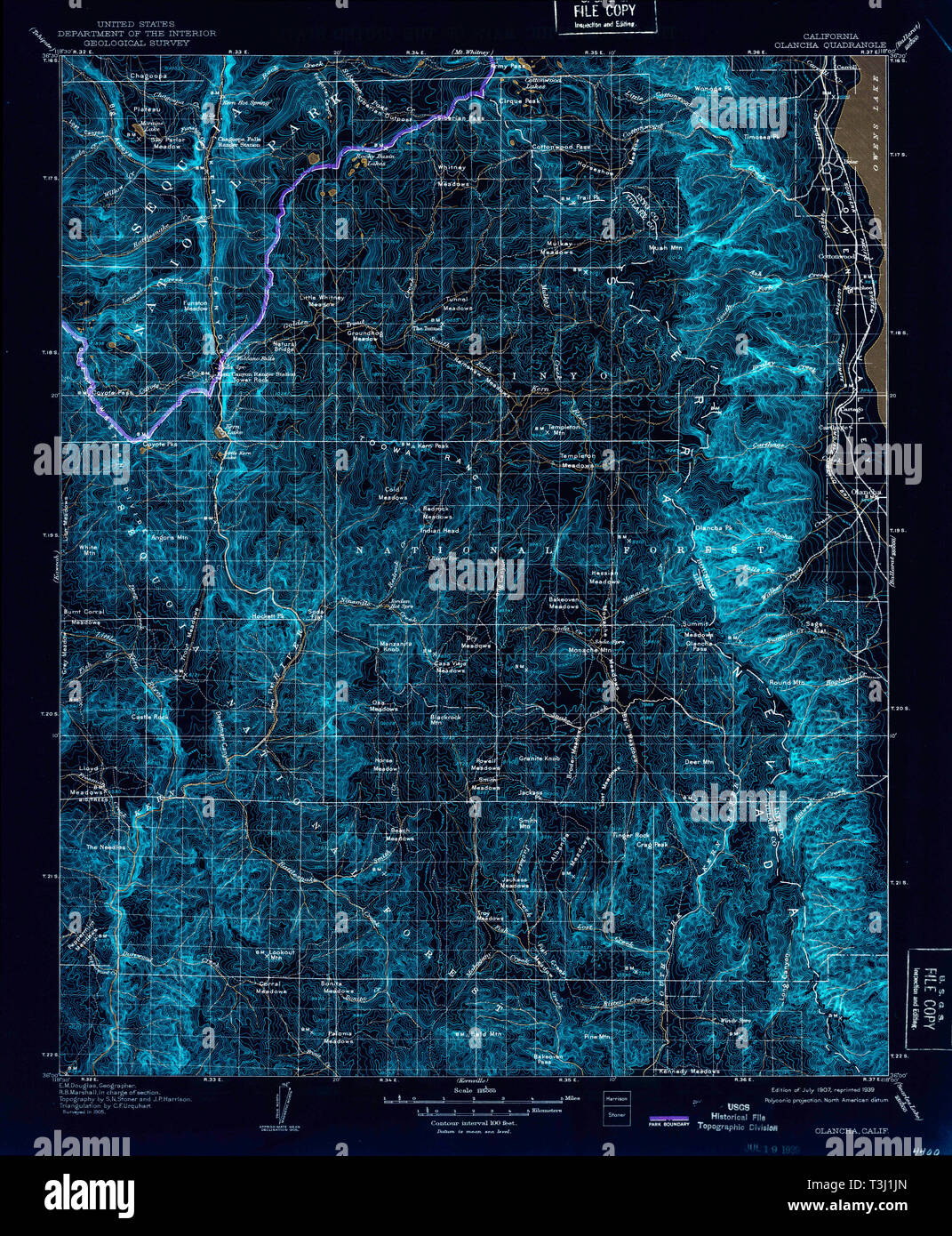 USGS TOPO Map California CA Olancha 299535 1907 125000 Inverted ...