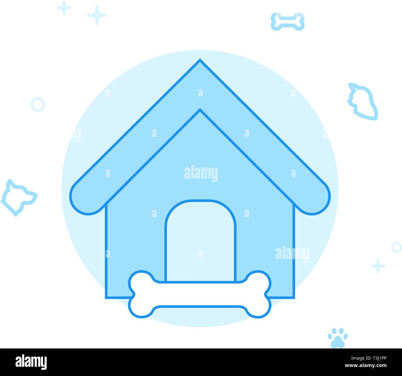 Doghouse, Kennel Flat Vector Icon. Pet and Pet Supply Illustration. Light Flat Style. Blue ...