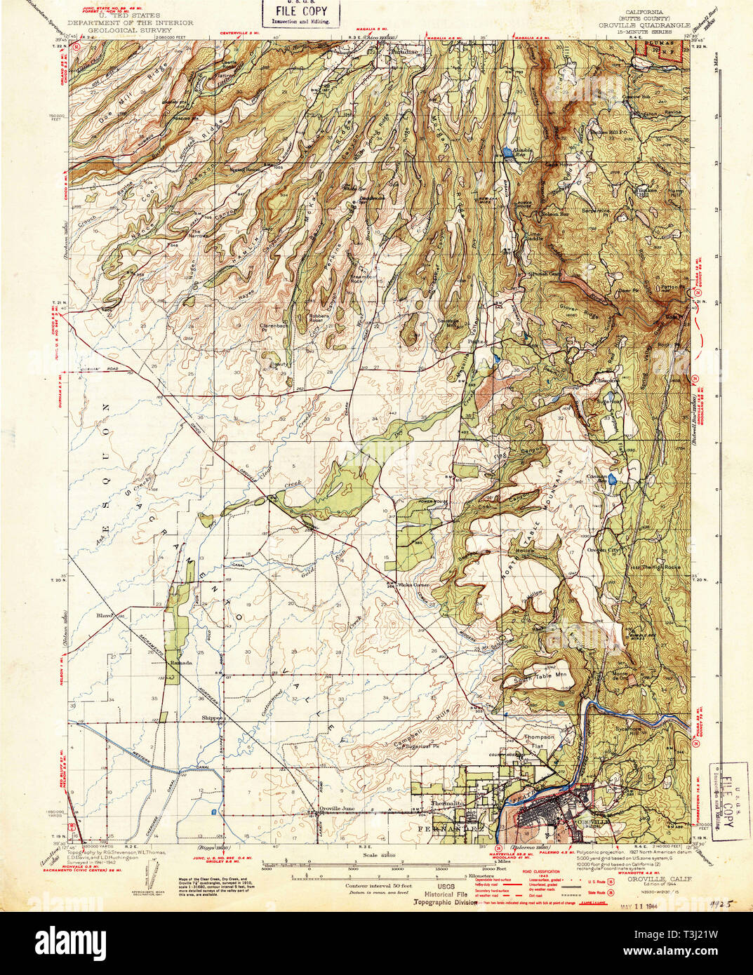USGS TOPO Map California CA Oroville 298430 1944 62500 Restoration ...