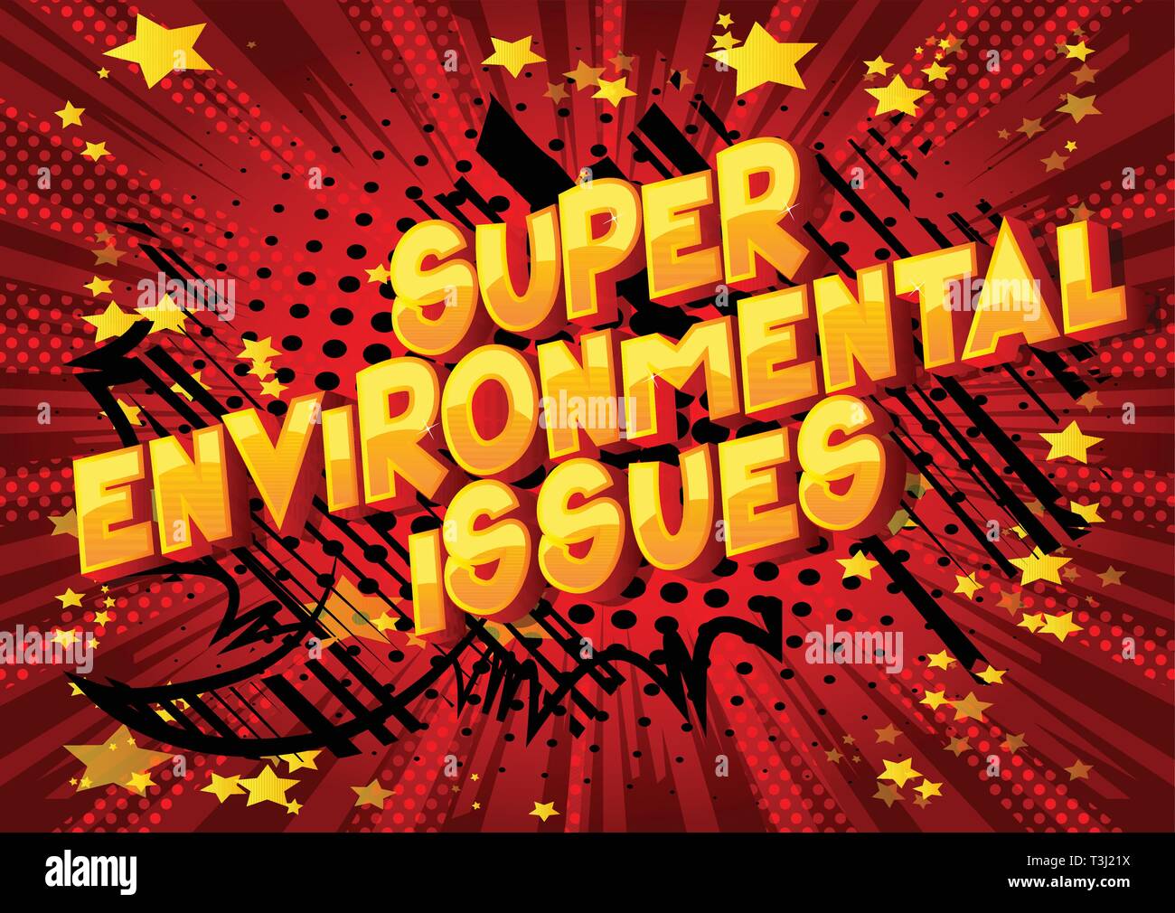 Super Environmental Issues - Vector illustrated comic book style phrase ...