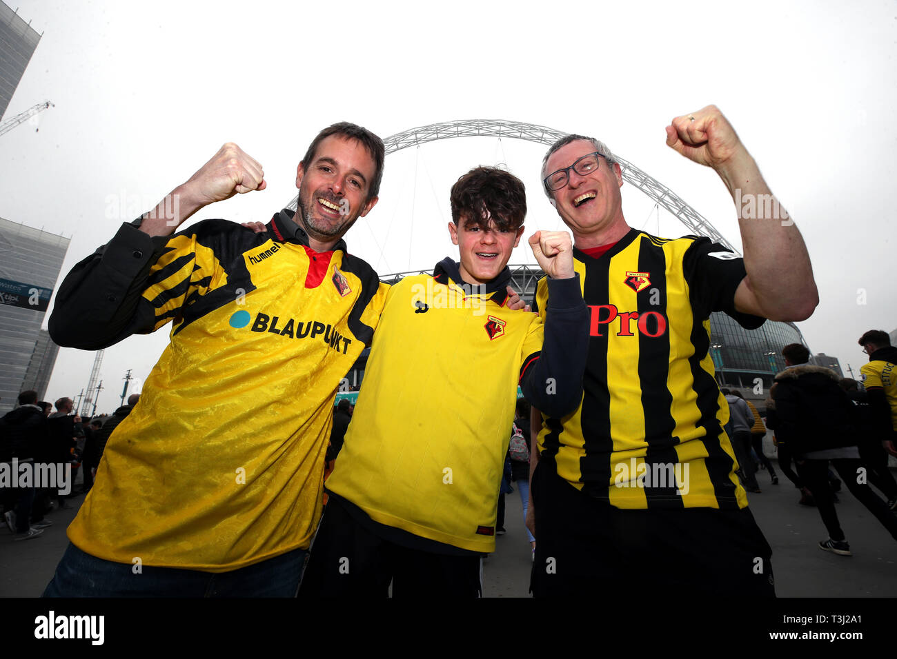 Watford fans before the FA Cup semi final match at Wembley Stadium ...