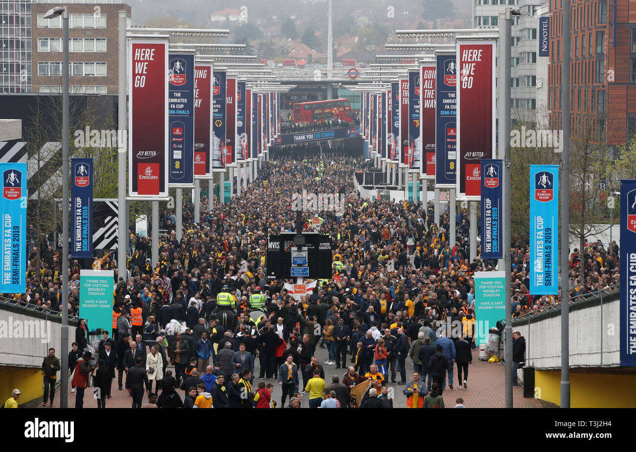 Fans on Wembley Way arrive for the FA Cup semi final match at Wembley ...