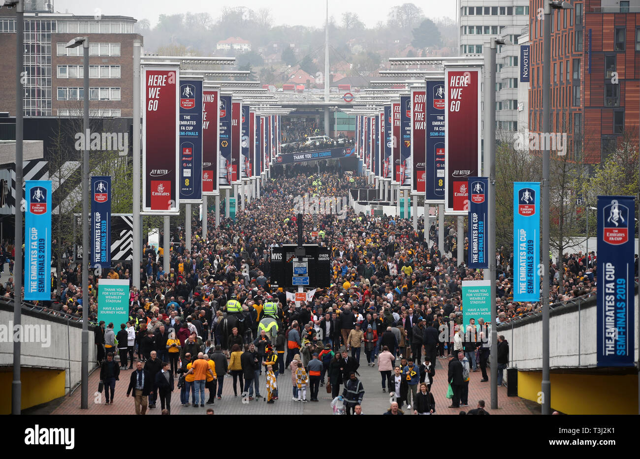 Fans on Wembley Way arrive for the FA Cup semi final match at Wembley ...