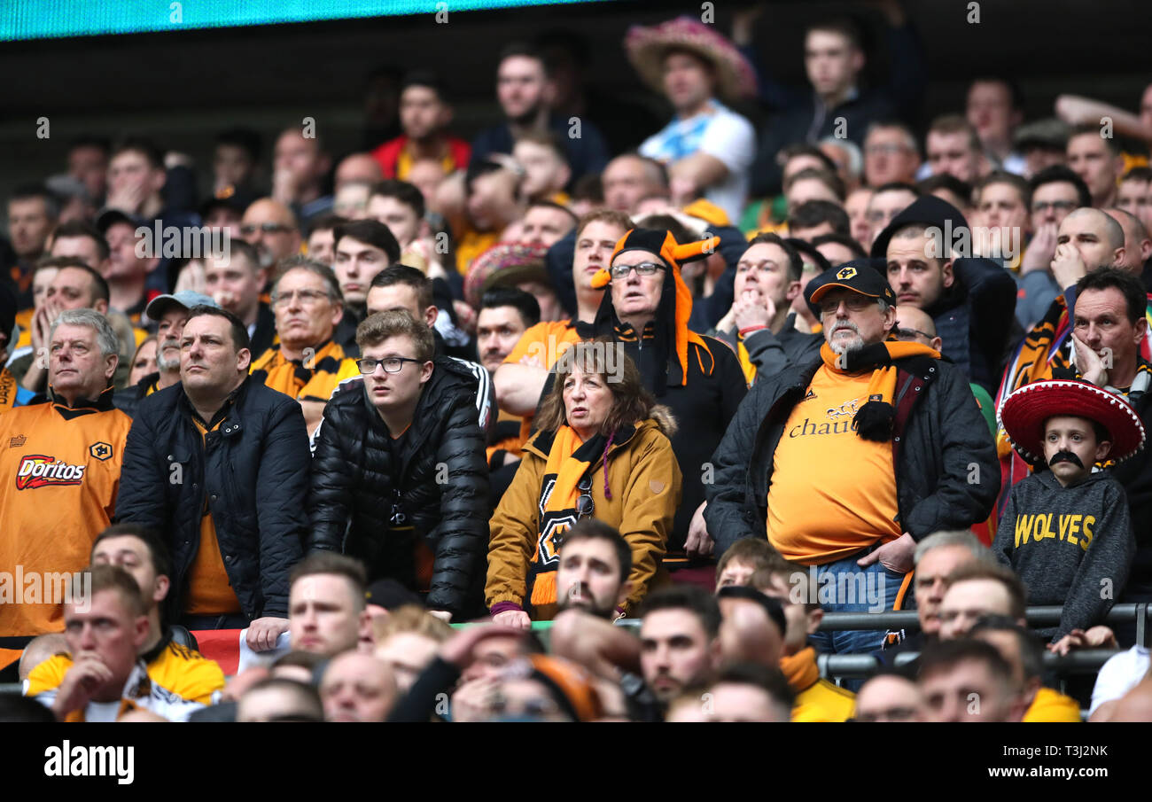 Wolverhampton Wanderers fans look on during the FA Cup semi final match ...