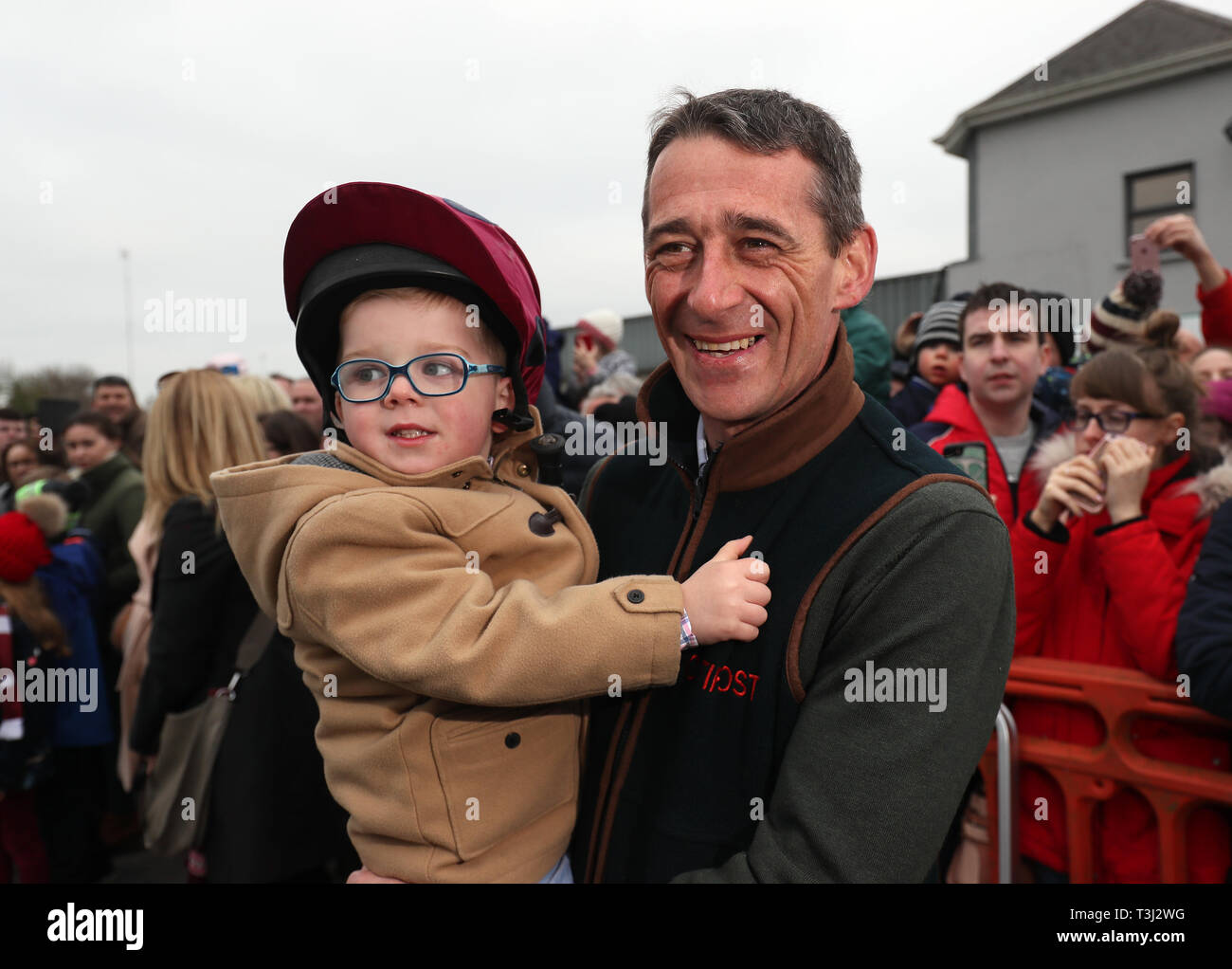 2019 Grand National winning jockey Davy Russell with his son Finn (3 ...