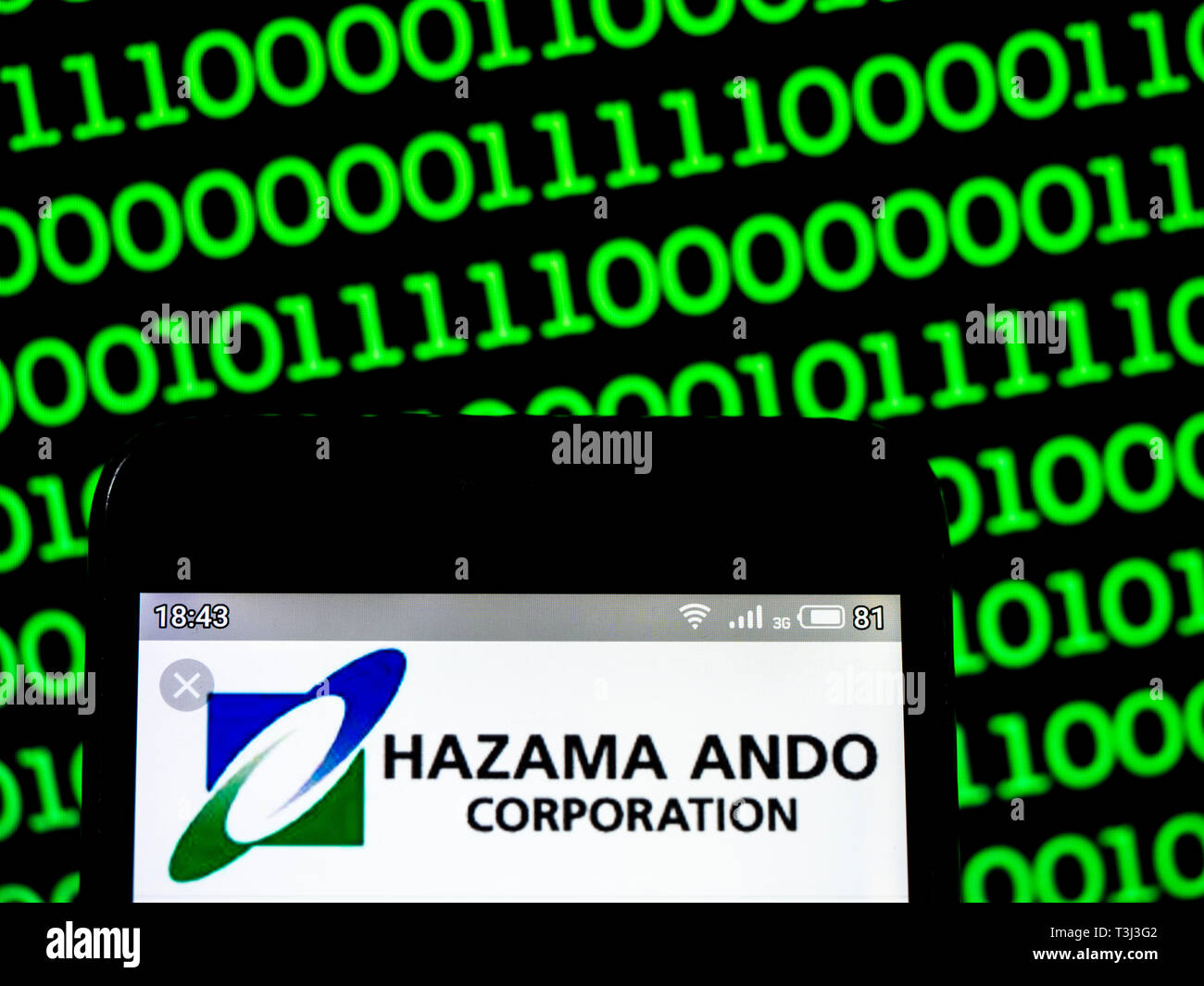 In this photo illustration a Hazama Ando Corporation logo seen ...