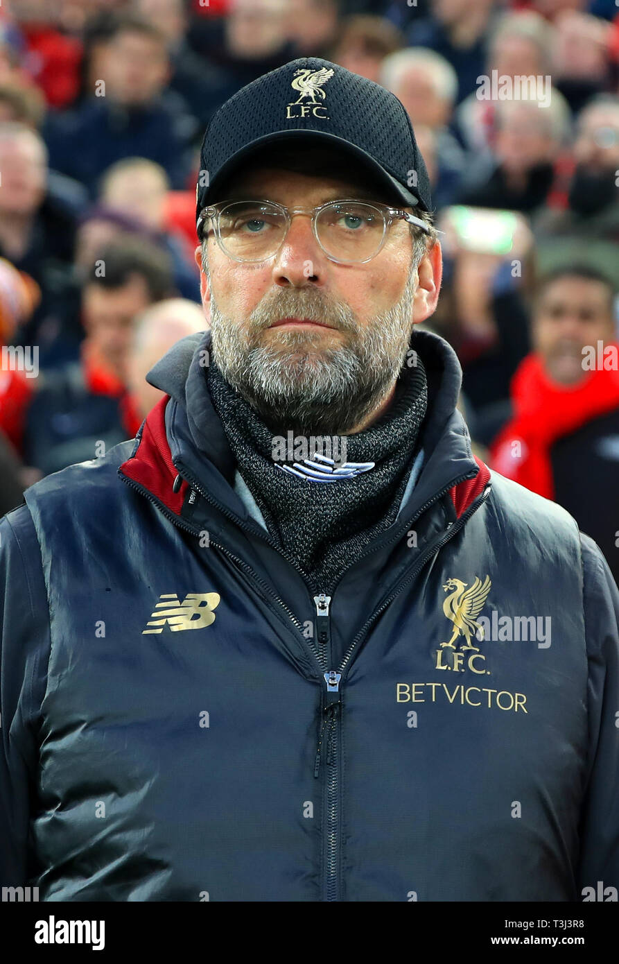 Liverpool manager Jurgen Klopp during the UEFA Champions League quarter ...