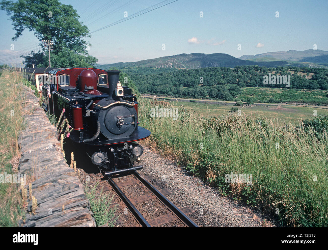 Ffestiniog Railway locomotive Merddin Emrys on return journey to ...