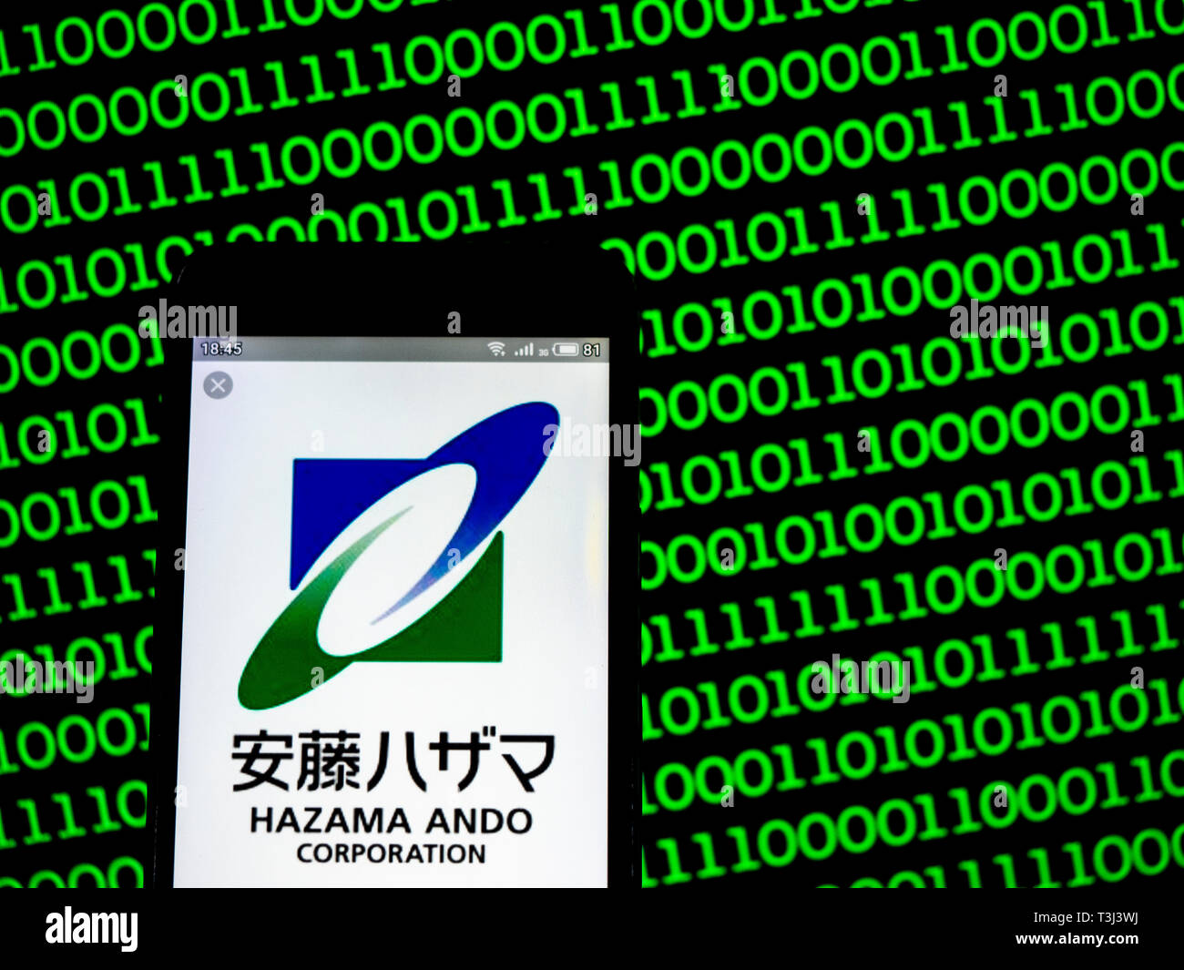 In this photo illustration a Hazama Ando Corporation logo seen ...