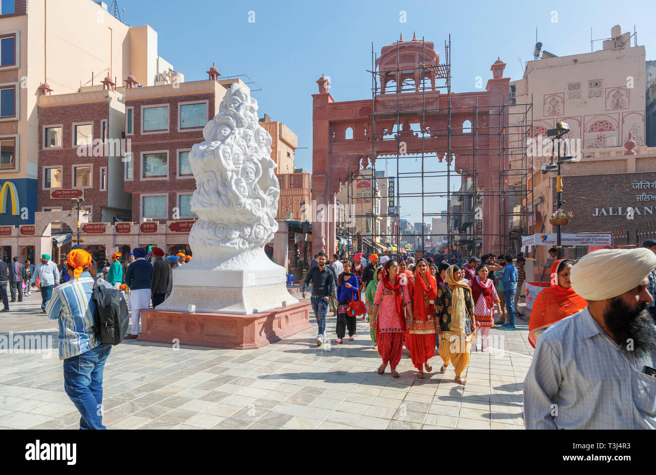 Sculpture outside the Jallianwala Bagh, a public garden in Amritsar, Punjab state, India ...