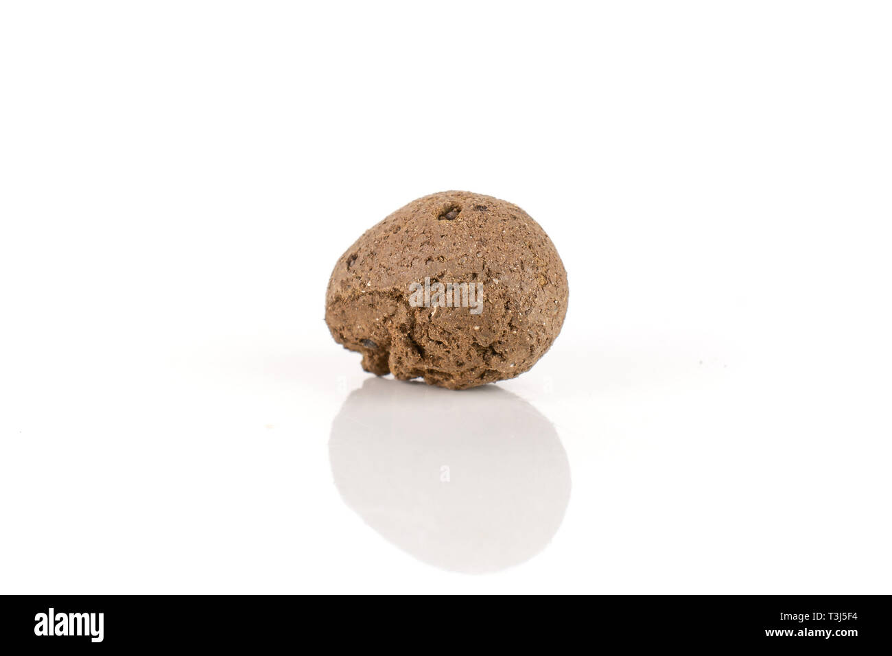 One whole brown clay pebbles (leca) isolated on white background Stock ...