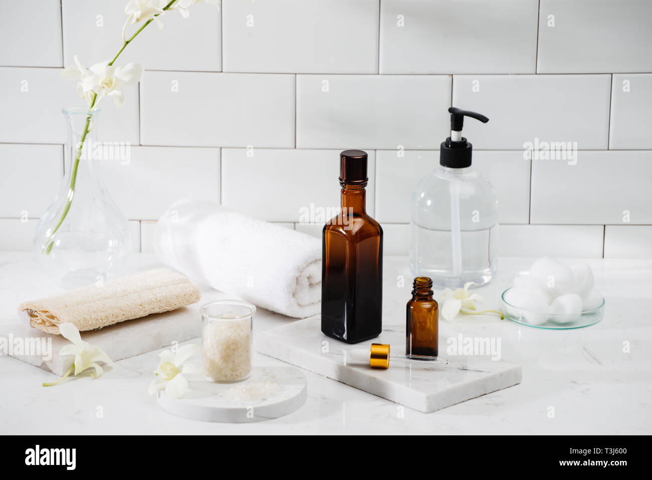 Spa Kit. Shampoo, Soap Bar And Liquid. Shower Gel. Aromatherapy Salt ...