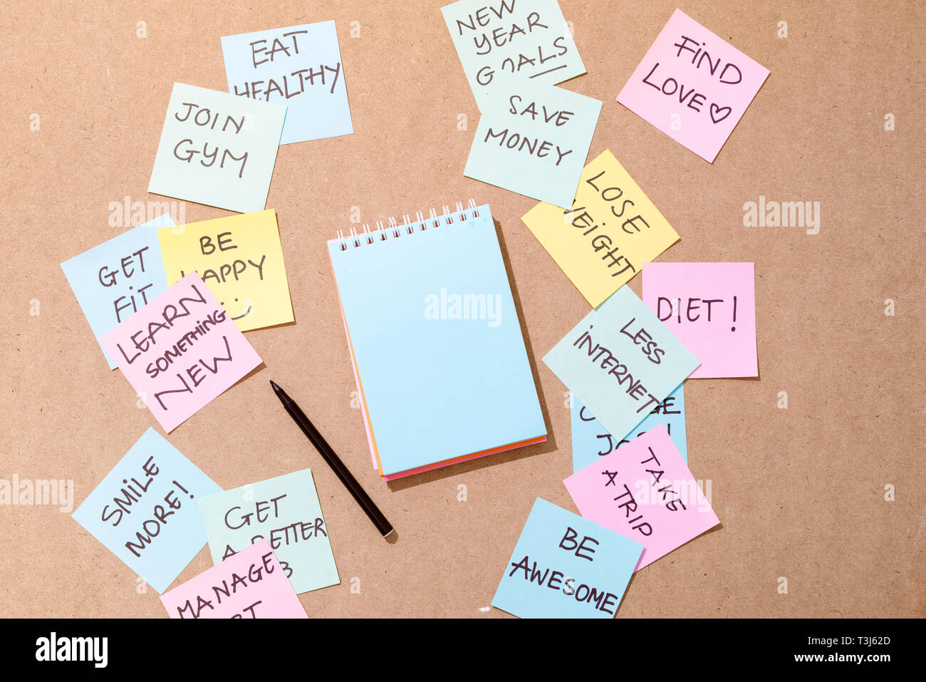 people write down an important note, using on the paper stickers post ...