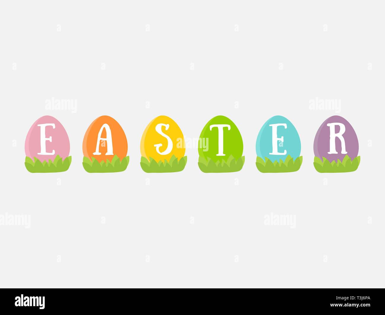Postcard template. Vector illustration easter. letters inside colored ...