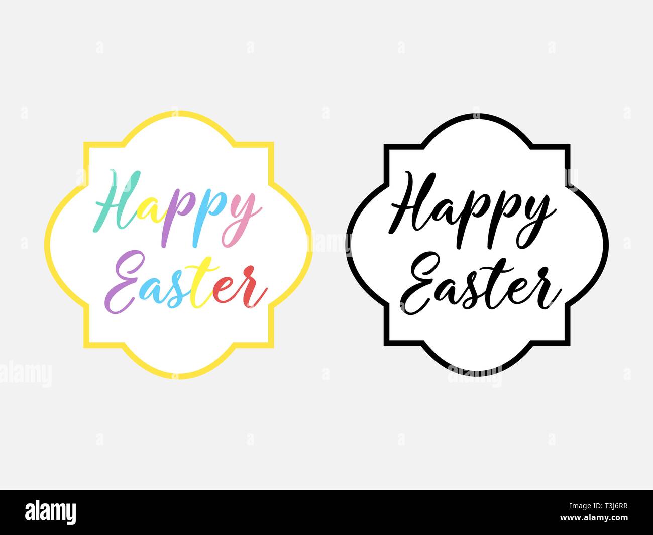 easter decor. Happy easters handwritten logo inscription vector Stock ...