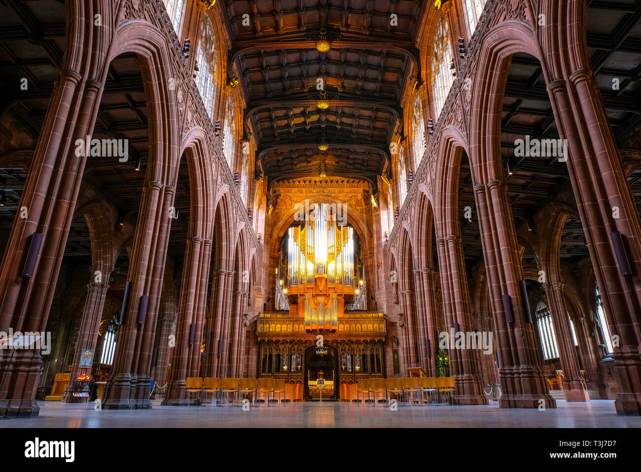Manchester, UK - May 18 2018: Manchester Cathedral is the mother church ...