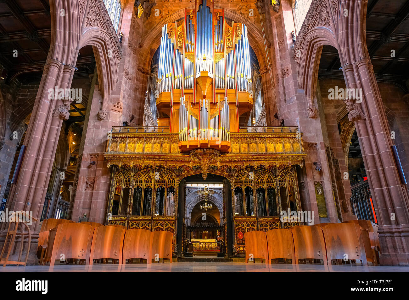 Manchester, UK - May 18 2018: Manchester Cathedral is the mother church ...