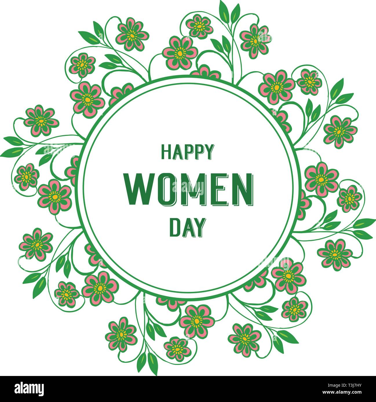 Vector illustration template happy women day with design green leaf ...